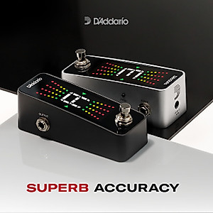 D'Addario Accessories Guitar Tuner Pedal Plus - Chromatic Tuner for Electric Guitars, Bass Guitars and More - Fast and Accurate with True Bypass - Full Color Display with Programmable Countdown Timer