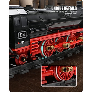Nifeliz BR01 Steam Train Building Kit and Engineering Toy, Collectible Steam Locomotive Display Set, Train Set with Train Tracks, Top Present for Train Lovers (1173 PCS)