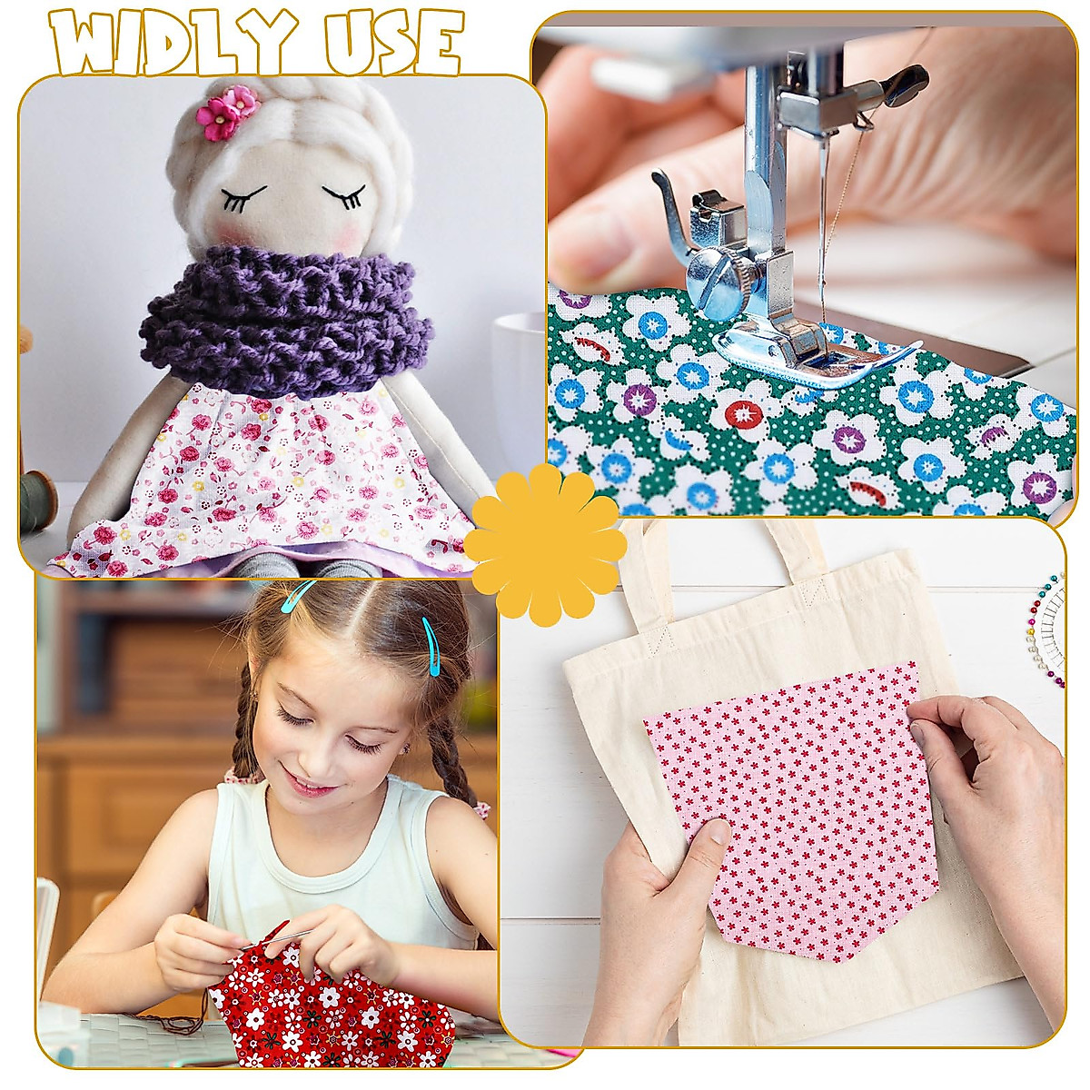 Preboun 1500 Pcs 4 x 4 Inches Cotton Fabric Square Bulk Precut Craft Fabric Bundle Floral Patterns Sewing Quarters Fat Flower Fabric Quilting Patchwork for DIY Craft Sewing Clothing Scrapbooking