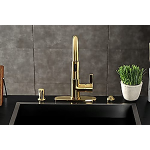 Kingston Brass LS8783CTL Continental Pull-Down Sprayer Kitchen Faucet, Brushed Brass