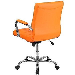 Flash Furniture Vivian Mid-Back Orange Vinyl Executive Swivel Office Chair with Chrome Base and Arms