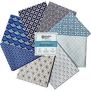 Needles Quilt Studio - 8 Fat Quarters 22" X 18" (Beach House) | Cotton Quilting Fabric Bundles - Quarter Yard Material for Sewing & Quilters - Precut Bundle Pattern Cloth Packs