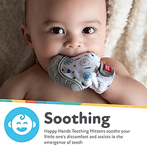 Nuby Soothing Teething Mitten with Hygienic Travel Bag, Pink.