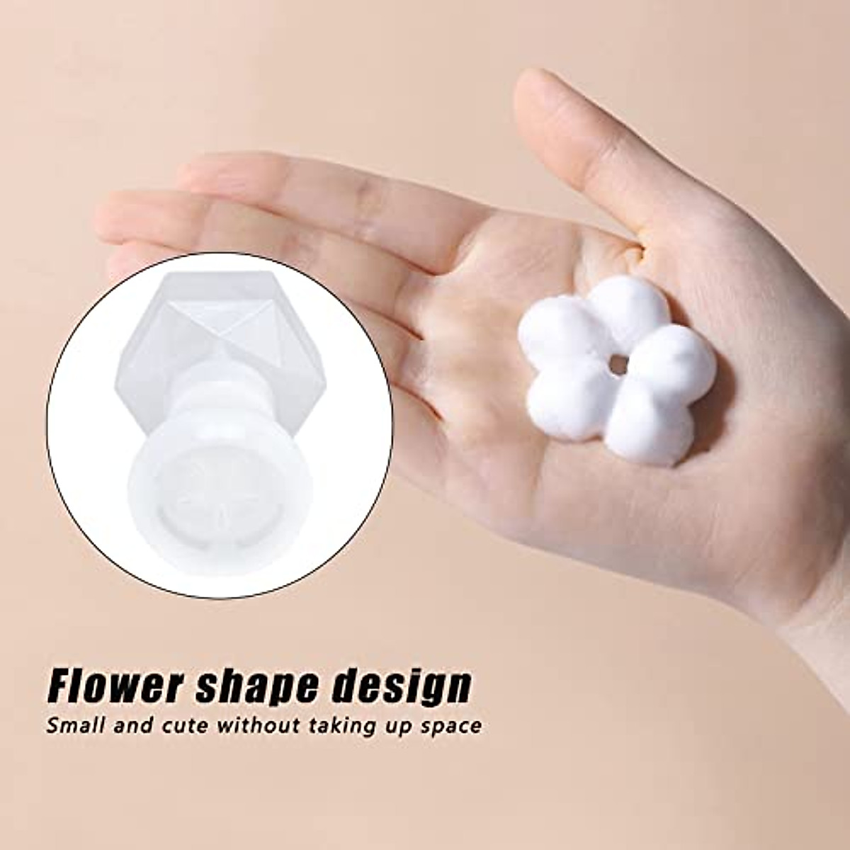 Natudeco Foaming Hand Soap Dispenser Liquid Soap Bottle PETG Flower Shape Portable Foaming Bottle for Cleaning Travel Foam Pump Bottle 300ml (Transparent)