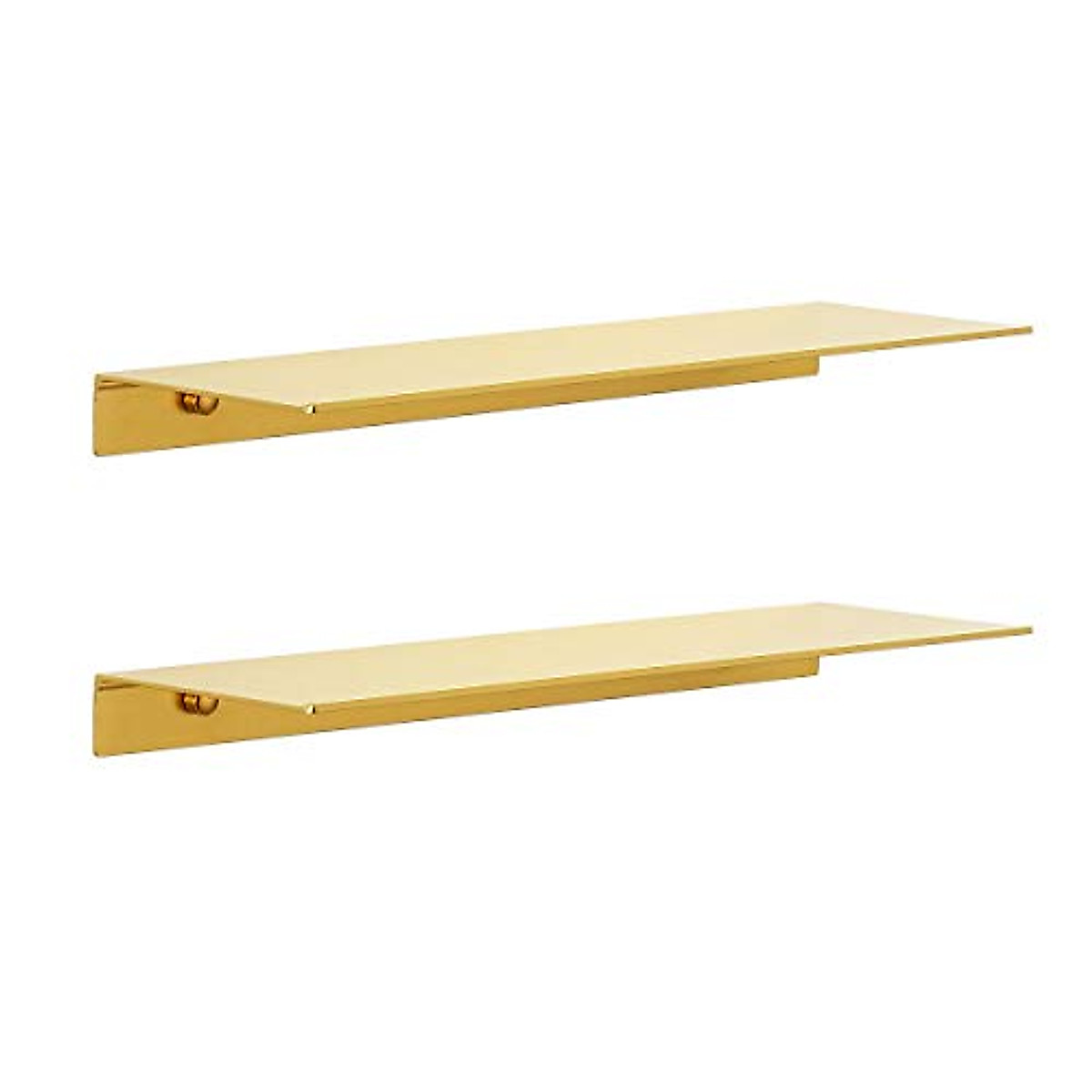 JYL HOME Modern Floating Shelf Wall Mounted Heavy Duty for Living Room Bedroom Bathroom, 16 Inch, Gold, 2 Pack