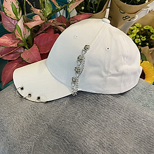 iZOA Caps and Hats for Men and Women Ring and Chain Decored Casual Adjustable Unisex Baseball Caps Ball Caps