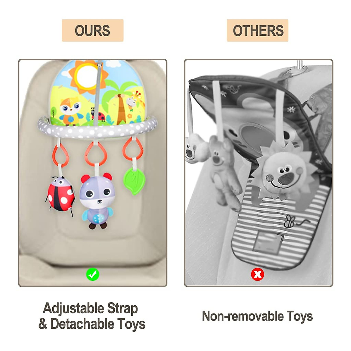 AIPINQI Car Seat Toy for Infants, Rear Car Seat Hanging Toys for Baby, Kick and Play Activity Center for Rear and Forward Facing, Easier Drive for Newborn, Baby’s Travel Companion, Bear