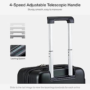 Hanke Grace Expandable Suitcases with Wheels Hardshell Carry On Luggage Airline Approved, 20 Inch Travel Suitcase Lightweight Tsa Luggage for Short Business Trips, Jet Black.