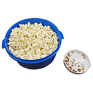 APSI Store Kernel Katcher Popcorn Bowl Set - Popcorn Bowl with Kernel Sifter and Separator, Large and Reusable With Lid, Dishwasher Safe, Recycled Plastic with Handle (Purple Sparkle)