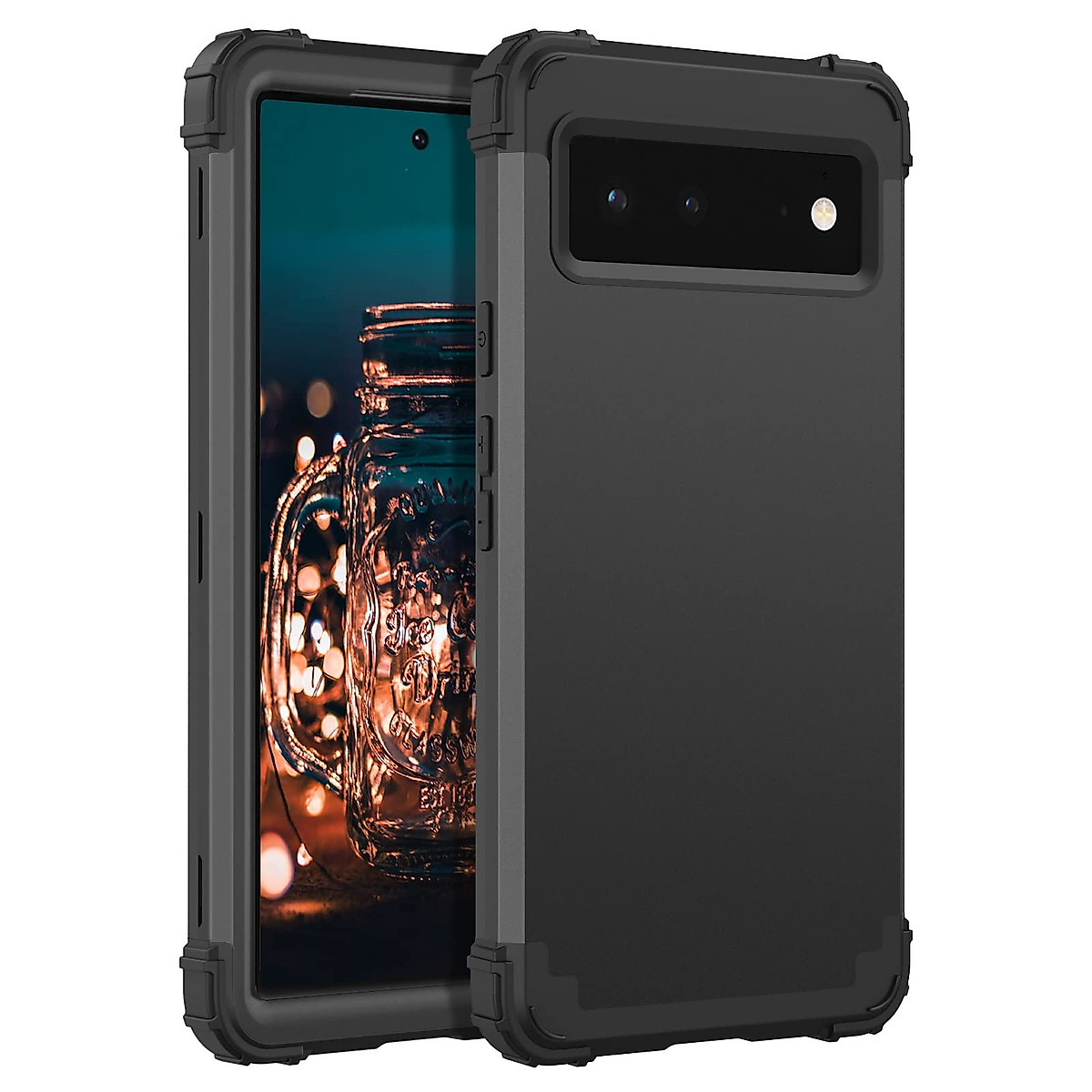BENTOBEN Pixel 6 Case, Google Pixel 6 Case, 3 in 1 Heavy Duty Rugged Hybrid Shockproof Hard PC Cover Soft Silicone Bumper Impact Resistant Protective Phone Cases for Google Pixel 6 6.4 Inch, Black