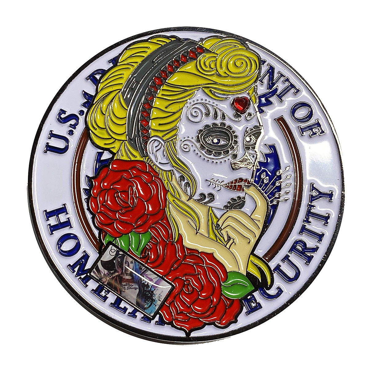 BB-013 Harley Quinn Inspired Homeland Security Challenge Coin Police Day of The Dead