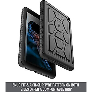 Poetic TurtleSkin Case Designed for All-New Kindle Fire HD 8 Tablet and Fire HD 8 Plus Tablet (10th Gen, 2020 Release), Heavy Duty Shockproof Kids Friendly Silicone Bumper Protective Case Cover, Black