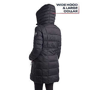 Reebok Women's Winter Jacket - Long Length Quilted Puffer Parka - Heavyweight Outerwear Coat for Women (S-XL), Size Medium, Black