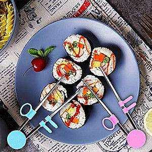 Quimoy Chopsticks for Kids,Learning Chopstick Helper,Stainless Steel Reusable Kids Chopsticks for Learning and Training,2 Pairs of Chopsticks