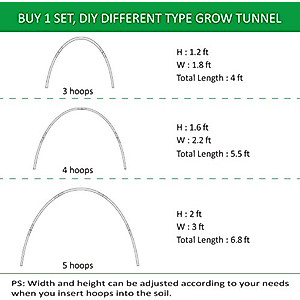 Gardzen DIY Hoops Grow Tunnel Mini Greenhouse, Garden Support Frame