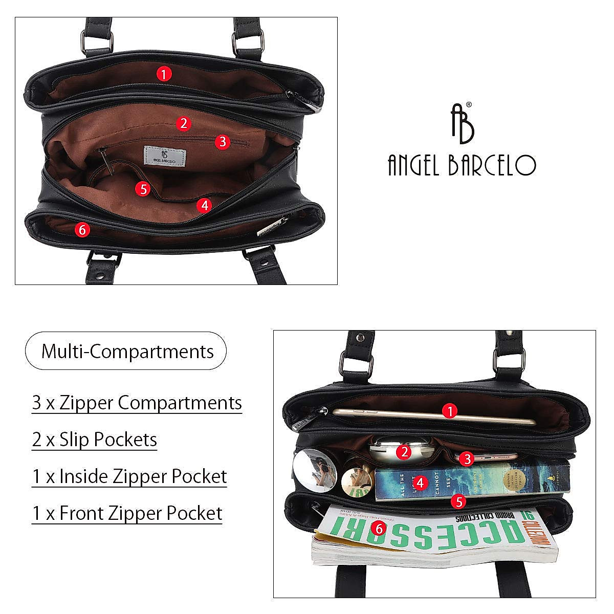 Angel Barcelo Womens Fashion Handbags Tote Bag Cross Body Shoulder Bag Top Handle Satchel Purse (Fashion Pink)