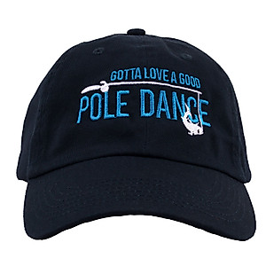 Ann Arbor T-shirt Co. Gotta Love a Good Pole Dance | Funny Fishing Humor Fisherman Baseball Hat Cap Navy Blue