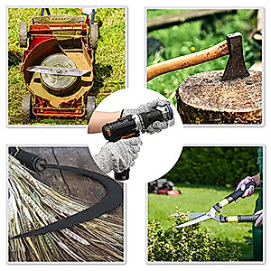 EtekStorm Lawn Mower Blade Sharpener Steel Backing Design Universal Multi-Sharp Rotary Lawnmower Sharpen Kit for Power Drill Hand Drill , Blade Balancer and Cut Resistant Gloves (8 Pack)