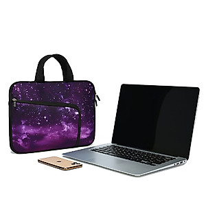 14 15 15.4 15.6 inch Laptop Handle Bag Computer Protect Case Holder Notebook Sleeve Neoprene Cover Soft Carrying Case with Extra Pockets for Dell Lenovo Toshiba HP Chromebook ASUS Acer(Purple Galaxy)