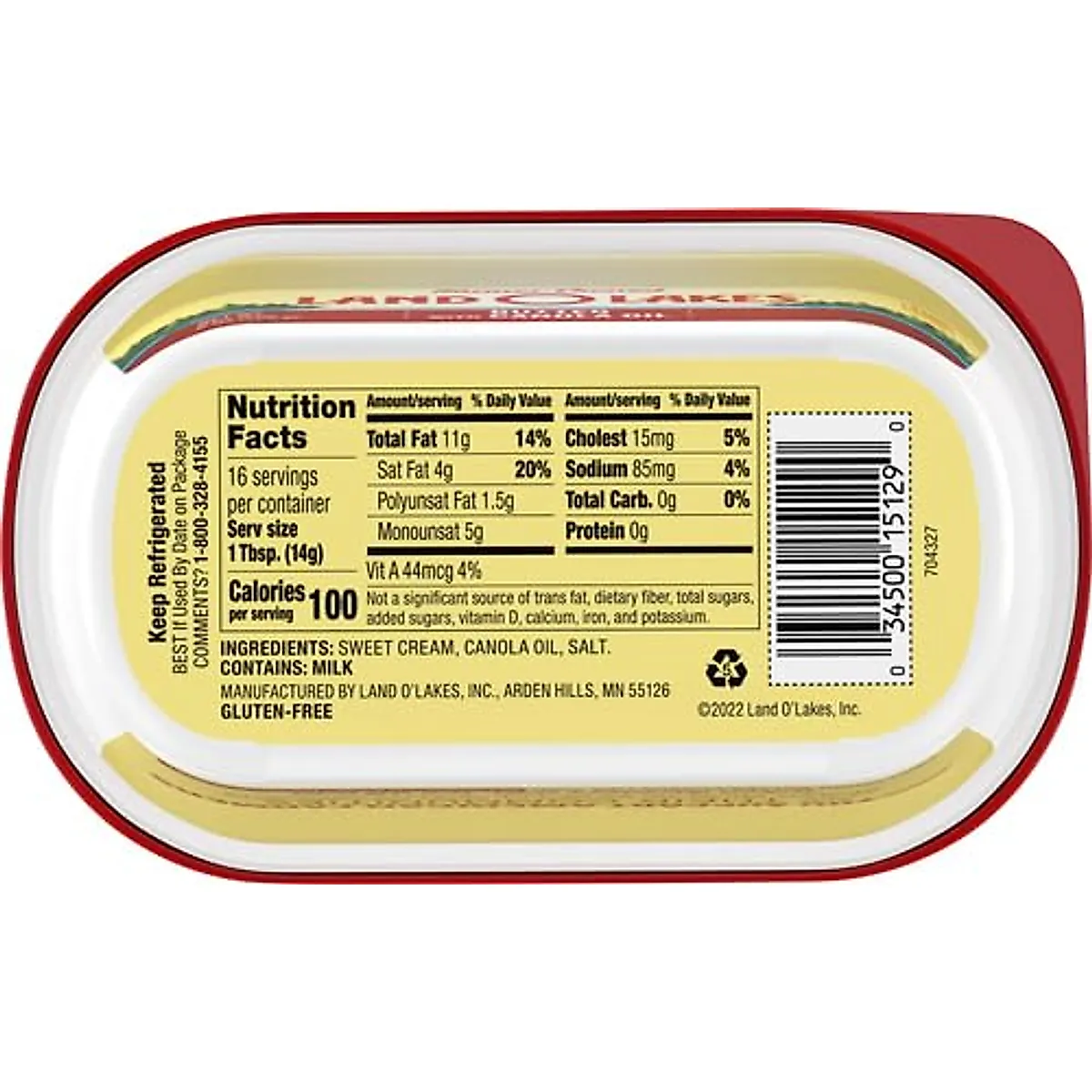 Land O Lakes® Butter with Canola Oil, Spreadable, 8 oz tub