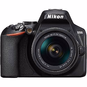 Nikon D3500 DSLR Camera with AF-P DX NIKKOR 18-55mm f/3.5-5.6G VR Lens + 2 Piece 32GB Memory, Filters, and Professional Photo Accessories (Renewed)