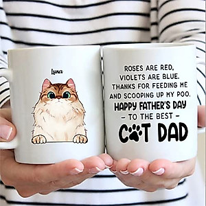 DOPTIKA Thanks For Feeding Me And Scooping Up My Poo - Gift for Dad, Funny Personalized Cat Mug Father's Day Cat Dad Cat Lovers Pet Lovers
