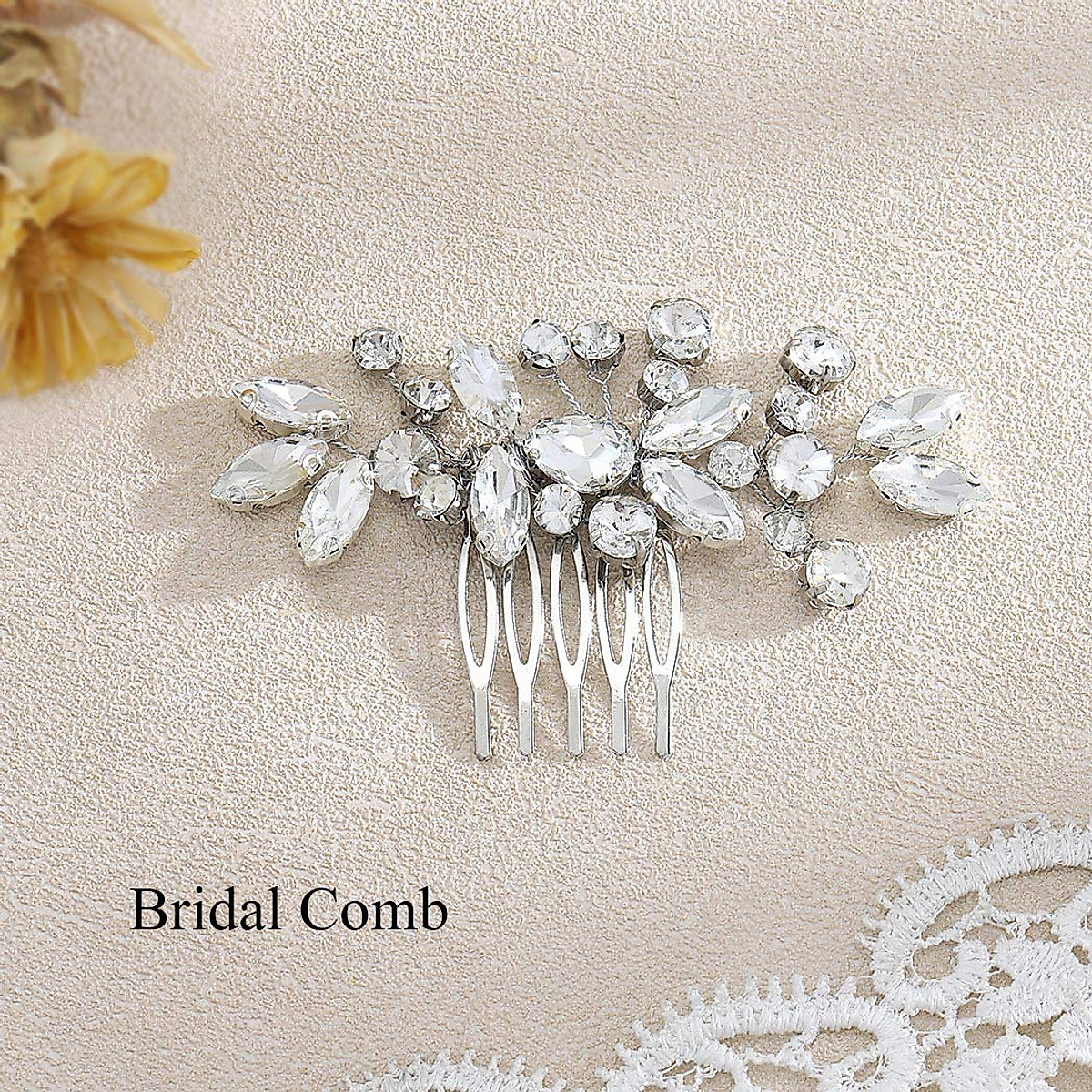 JAKAWIN Bride Wedding Hair Comb Crystal Hair Piece Rhinestone Bridal Hair Accessories for Women HC042 (Silver)