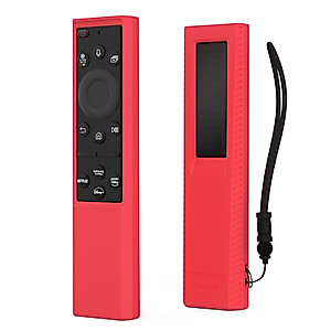 Silicone Samsung Remote Cover Compatible with 2022 Samsung SolarCell Remote TM2280E BN59-01386 BN68-13841G BN59-01385A Cover Samsung TM2240A Remote Case Shockproof Anit-Lost with Lanyard(Red)