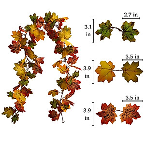 Gobograss Fake Maple Leaves Vines Hanging Garland 2pcs 11.4ft Silk Leaves for Home Decor Hanging Plants Greenery Garland Fake Flower for Garden Halloween Thanksgiving Party Wall Decor