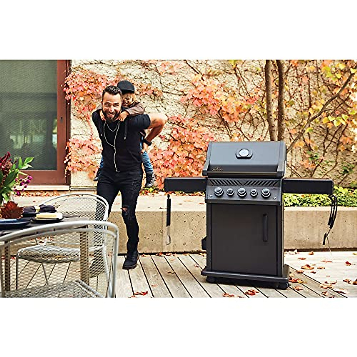 Napoleon PHANTOM Rogue SE 425 BBQ Grill, Matte Black, Propane Gas - RSE425SIBMK-1-PHM - with Three Burners and Infrared Sear Station Side Burner and Rear Burner, Barbecue Gas Cart, Gas BBQ Cart