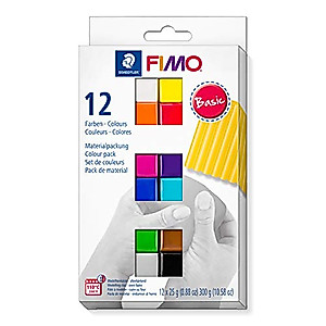 STAEDTLER FIMO Soft Polymer Clay - Oven Bake Clay for Jewelry, Sculpting, Crafting, 12 Assorted Colors, 8023 C12-1
