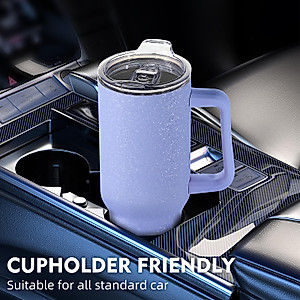 MaxBase 40 Oz Shiny Tumbler with Handle and Straw Lid, Insulated Reusable Stainless Steel Travel Mug Keeps Drinks Cold up to 34 Hours, 100% Leakproof Bottle (Crack-Blue)