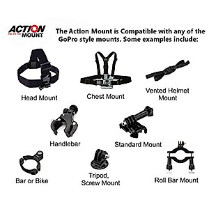 Universal Action Mount® for Your Smartphone, Operable with Popular Sport Camera Mounts. This Patented Aftermarket Mount Allows You to Use Your Smartphone for Action Video Recording. Super Strong Hold!