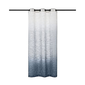 Central Park Ombre Window Curtain Panel Linen Gradient Print on Rayon Blend Fabric Drapery Treatments for Living Room/Bedroom, Cream White to Indigo Blue, 40" x 63", Set of 2