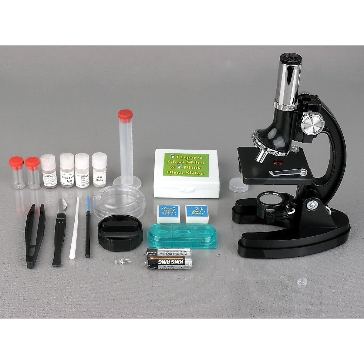 AmScope-Kids M30-ABS-KT2 Starter Microscope Kit, Metal Frame, 120X, 240X, 300X, 480X, 600X, and 1200X Magnifications, 2 Eyepieces and 49 Accessories and Case