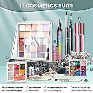 All in One Makeup Sets Makeup Kit for Women Full Kit, JIKUEA Makeup kits for Women, Girls or Teens,Include Eyeshadow&Facial&Sequin Palette Lipglaze&Lipline Eyebrow&Eyeliner