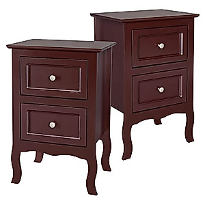 Lestar Night Table Set of 2, Modern Wood Night Stand End Table Wooden Bed Side Tables with 2 Drawers Large Storage Space for Bedroom Living Room, Size 15.74"(W) x 11.81"(D) x 23.66"(H)