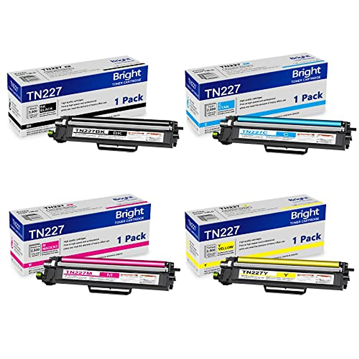 pgisoxt 4 Pack TN-227BK/C/M/Y New Version Toner Cartridge: Compatible TN-227 TN 227 Replacement for Brother MFC-L3710CW L3750CDW L3730CDW HL-3210CW 3270CDW 3230CDW DCP-L3510CDW Printer