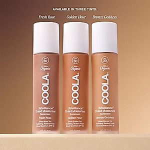 COOLA Organic Rosilliance BB Cream with SPF 30, Tinted Moisturizer Sunscreen & Foundation, Dermatologist Tested, Golden Hour, 1.5 Fl Oz