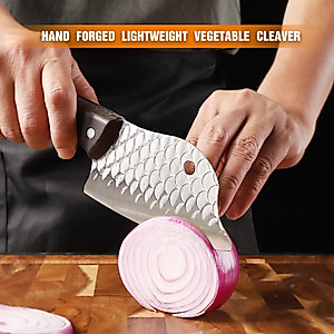 TJ POP Small Vegetable Cleaver Knife, Lightweight Chopping Knife for Women, Cute dolphin shape Full-tang Meat Cleaver with 30Cr13 Steel Blade Thickness 2 mm, Fish shape series HP01001