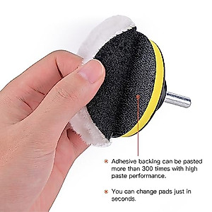 Kshineni 7 Pcs 3 Inch (80mm) Wool Polishing Buffing Pad Car Polisher Buffer Drill Attachment with M10 Drill Adapter