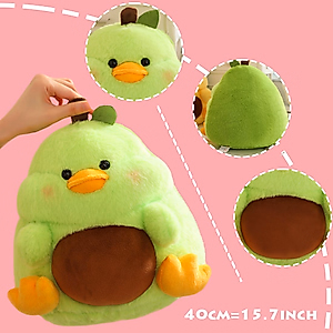 ELAINREN Avocado Duck Plush Toy Chubby Avocado Stuffed Duck Pillow, Food Duckling Plush Dolls/15.7''