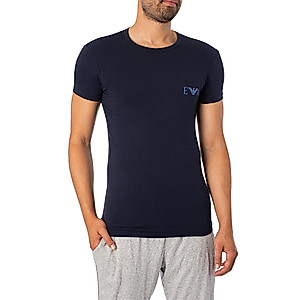 Emporio Armani Men's Bold Monogram 2 Pack T-Shirt, Marine/Marine