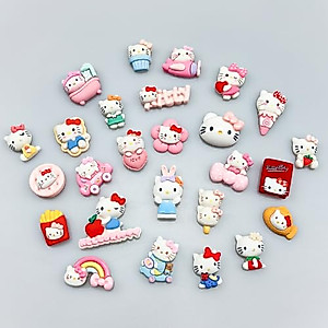 GOTPE 28 PCS Cute 2.5D Resin Shoe Charms Cartoon Kawaii Animal Pink Shoe Charms, Shoe Decoration for Girls Women Party Favors Gifts