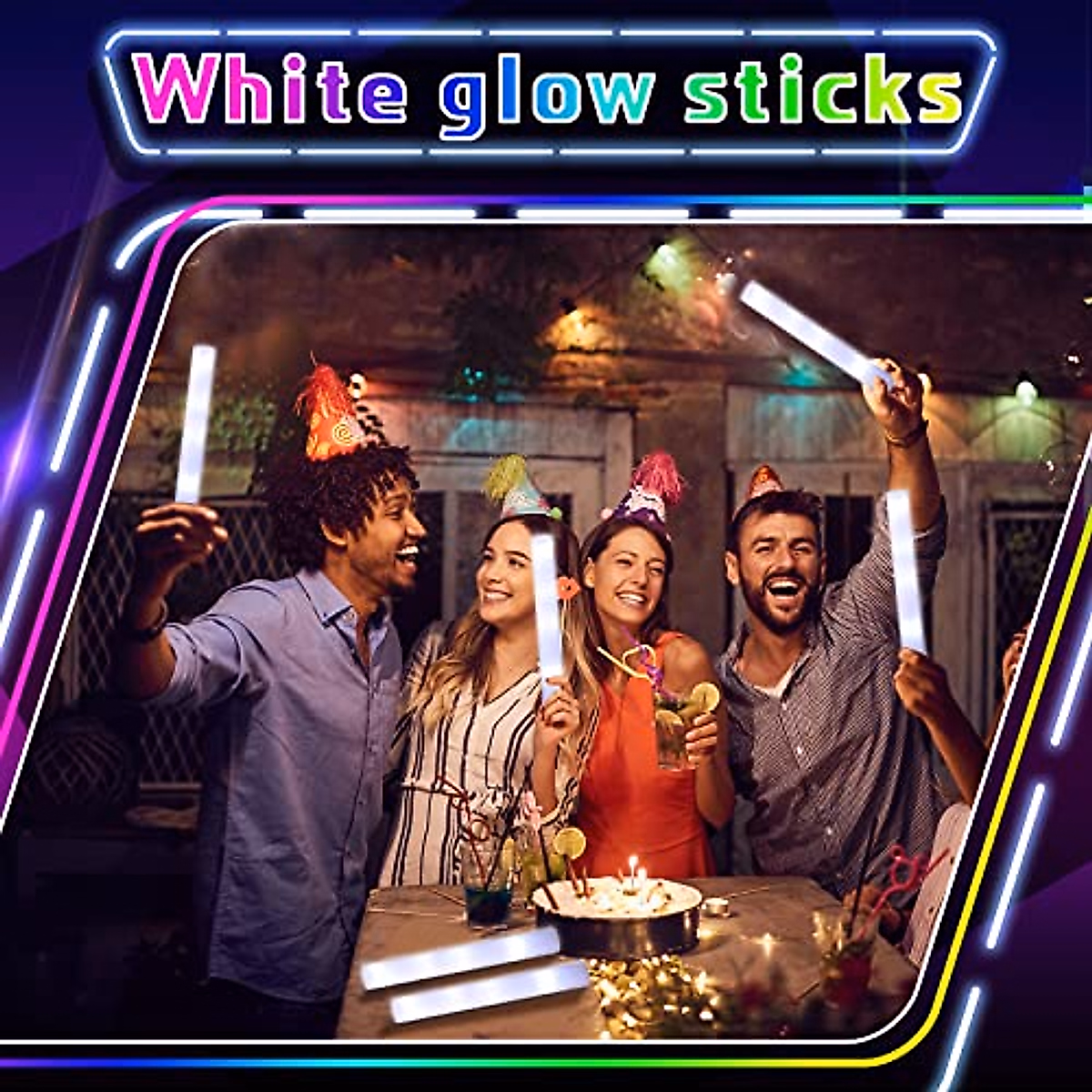 Liliful Glow LED Cheer Sticks Light up Sticks Wedding Wand for Birthday Bridal Shower Raves Carnival Concert Glow in Dark Party(24 Pcs)