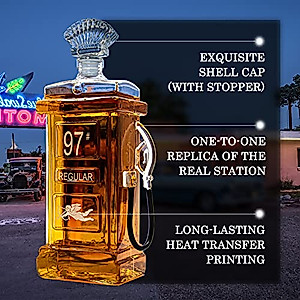 Novoto Whiskey Decanter Set with Glasses, 97's Gas Station & Car Limited Edition, Whiskey Gifts for Men, 850ml & 240ml Whiskey Set, Whiskey Decanter accessories, Wine Decanter Alcohol Gifts for Men