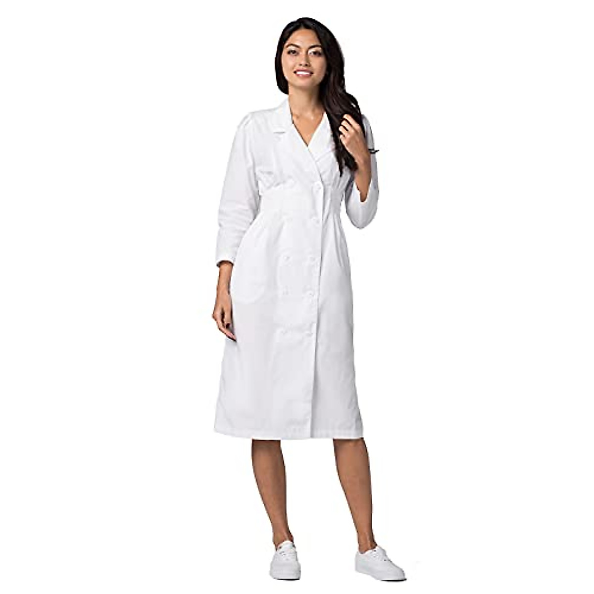 Adar Universal Scrub Dress for Women - Fitted Midriff Dress - 2810 - White - 14