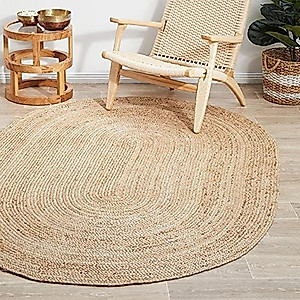 2x3, 3x4, 3x5, 4x6, 5x7, 5x8 Ft. Indian Hand Braided Jute Rug/ Natural Jute Rug/ Solid Color Pure Jute Rug/ Patio Rug/ Hallway Rug/ Outdoor Rug (2x3 Ft Oval Rug)