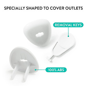 Prince Lionheart Outlet Covers with Safety Keys, Outlet Protector Power Gear Shock Prevention, Baby Child Safe Easy to Install (20pcs)