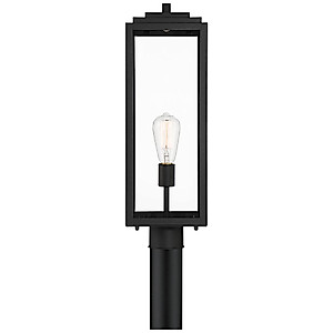 John Timberland Titan Modern Outdoor Post Light Fixture Mystic Black 21 3/4" Clear Glass Panel for Exterior Barn Deck House Porch Yard Patio Outside Garage Front Door Garden Home Roof Lawn